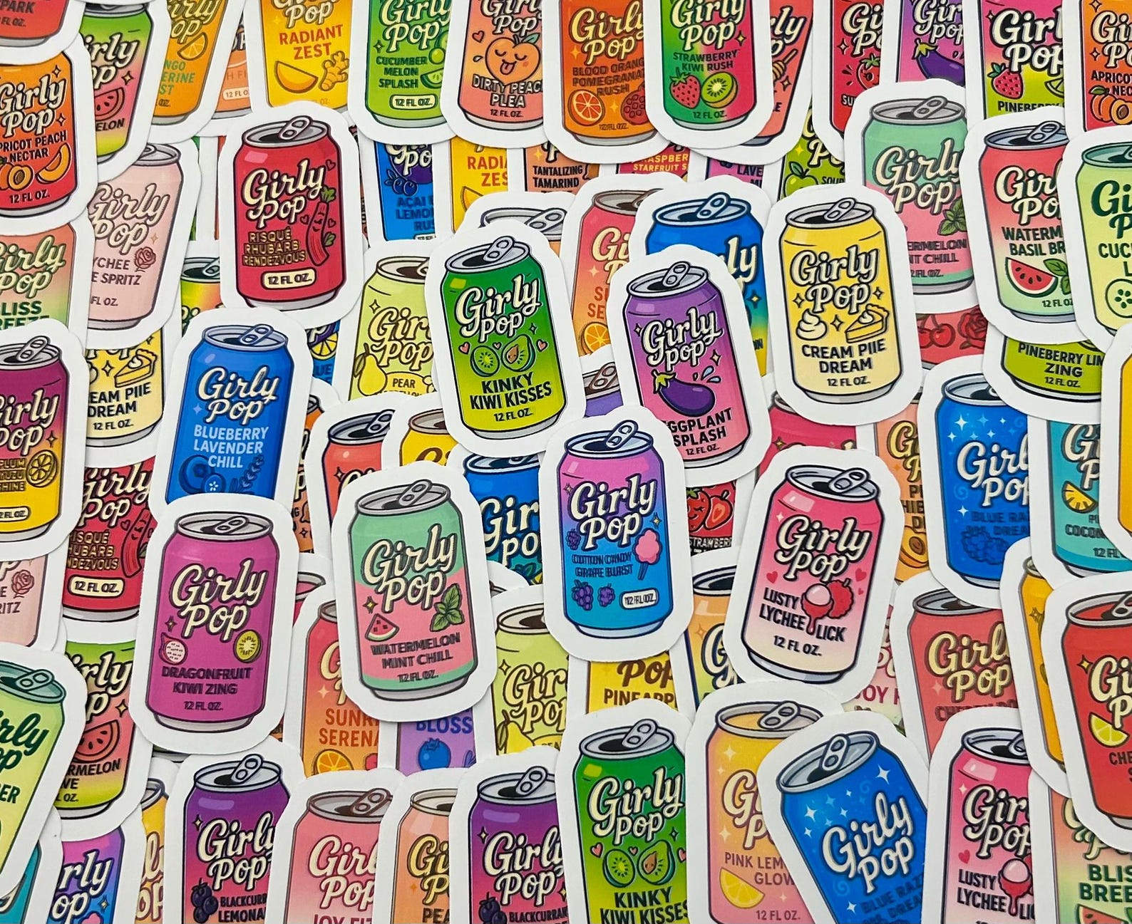 Girly Pop Soda Can Stickers – Colorful Vinyl Die-cut Kawaii Decals for ...