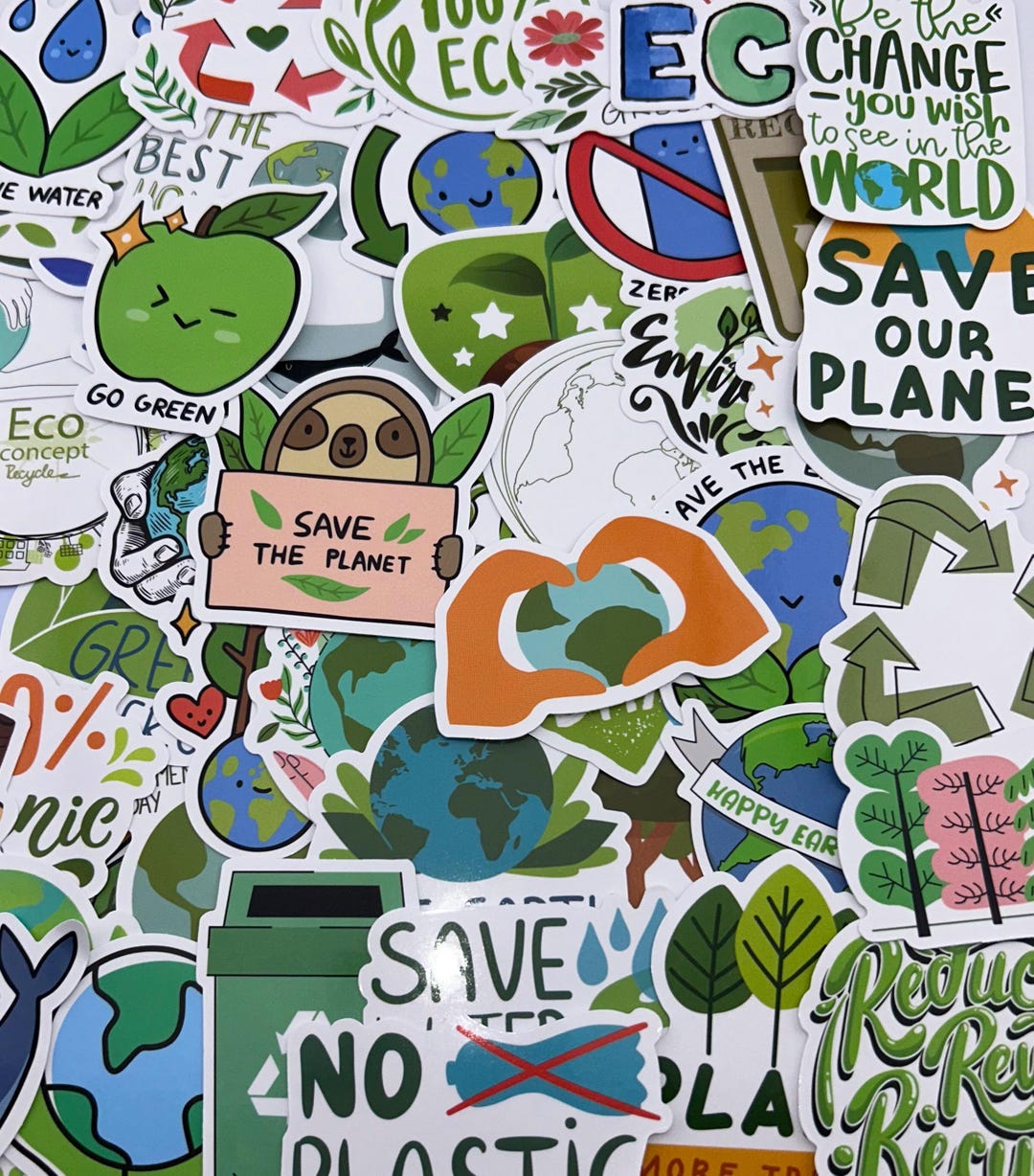 Eco-friendly Earth Day Vinyl Sticker Pack: Save the Planet, Recycle, Go ...