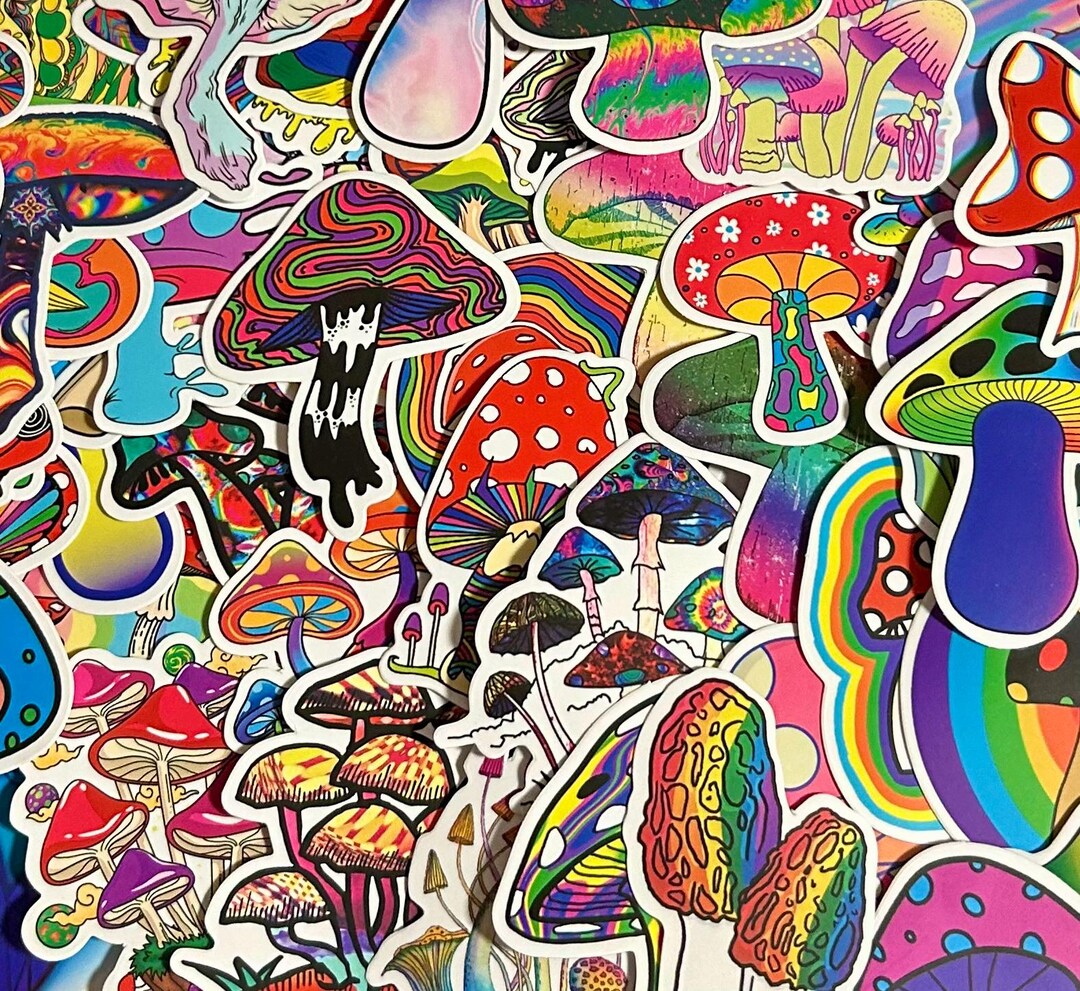 Vibrant Psychedelic Mushroom Sticker Pack: Trippy Vinyl Decals for ...