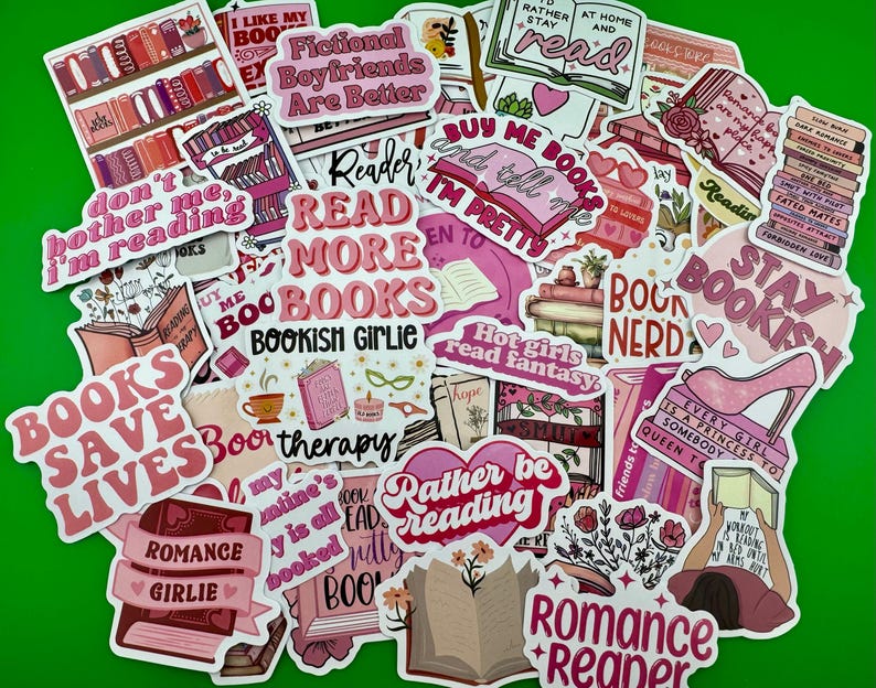 Pastel Pink Book Aesthetic Stickers: Cute Vinyl Decals for Journals ...
