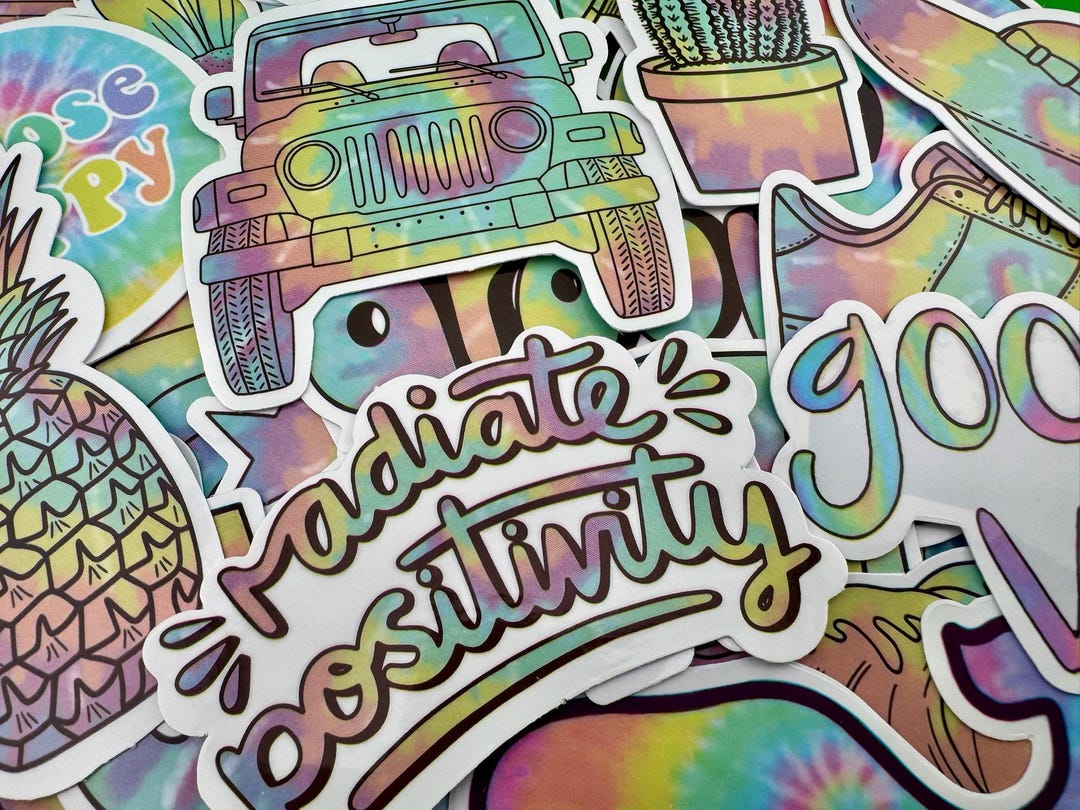 Pastel Groovy Stickers: Retro Decals for Laptops, Water Bottles ...