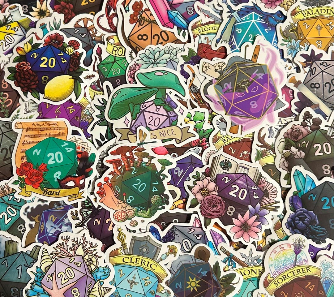 Fantasy Tabletop RPG Dice Stickers: Class Crests Adventure Decals for ...