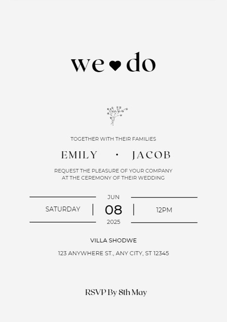 Simple Wedding Invitation - Etsy