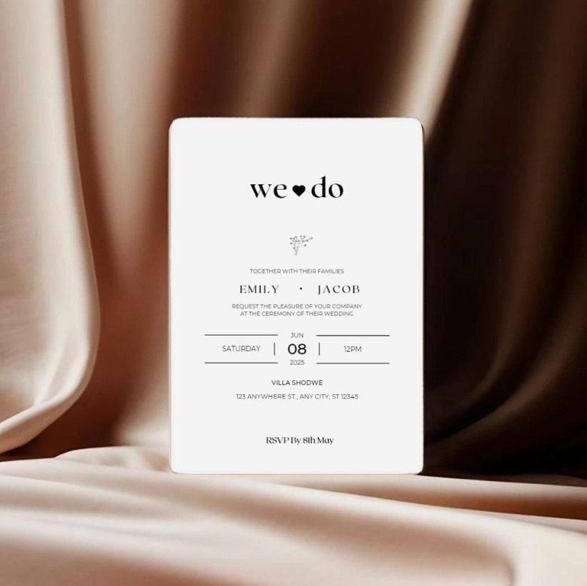 Simple Wedding Invitation - Etsy