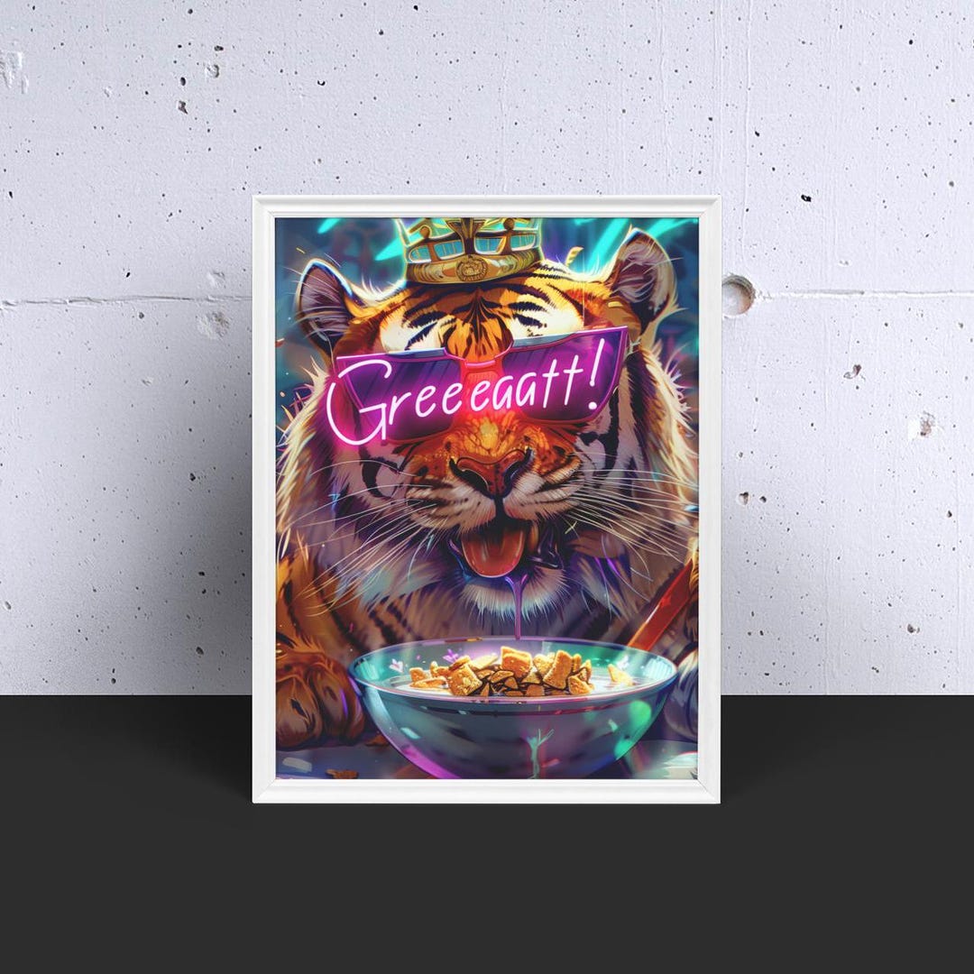 Greeeaaat! - Neon Tiger Cereal Pop Art Digital Download - Etsy