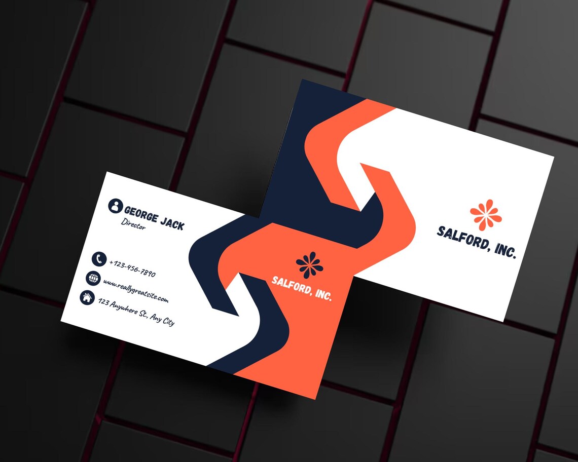 Elegant Red & White Business Card, Modern Professional Design ...