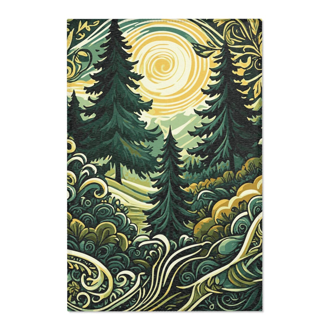Evergreen Forest Area Rug, Nature Home Decor, Forest Floor Mat ...