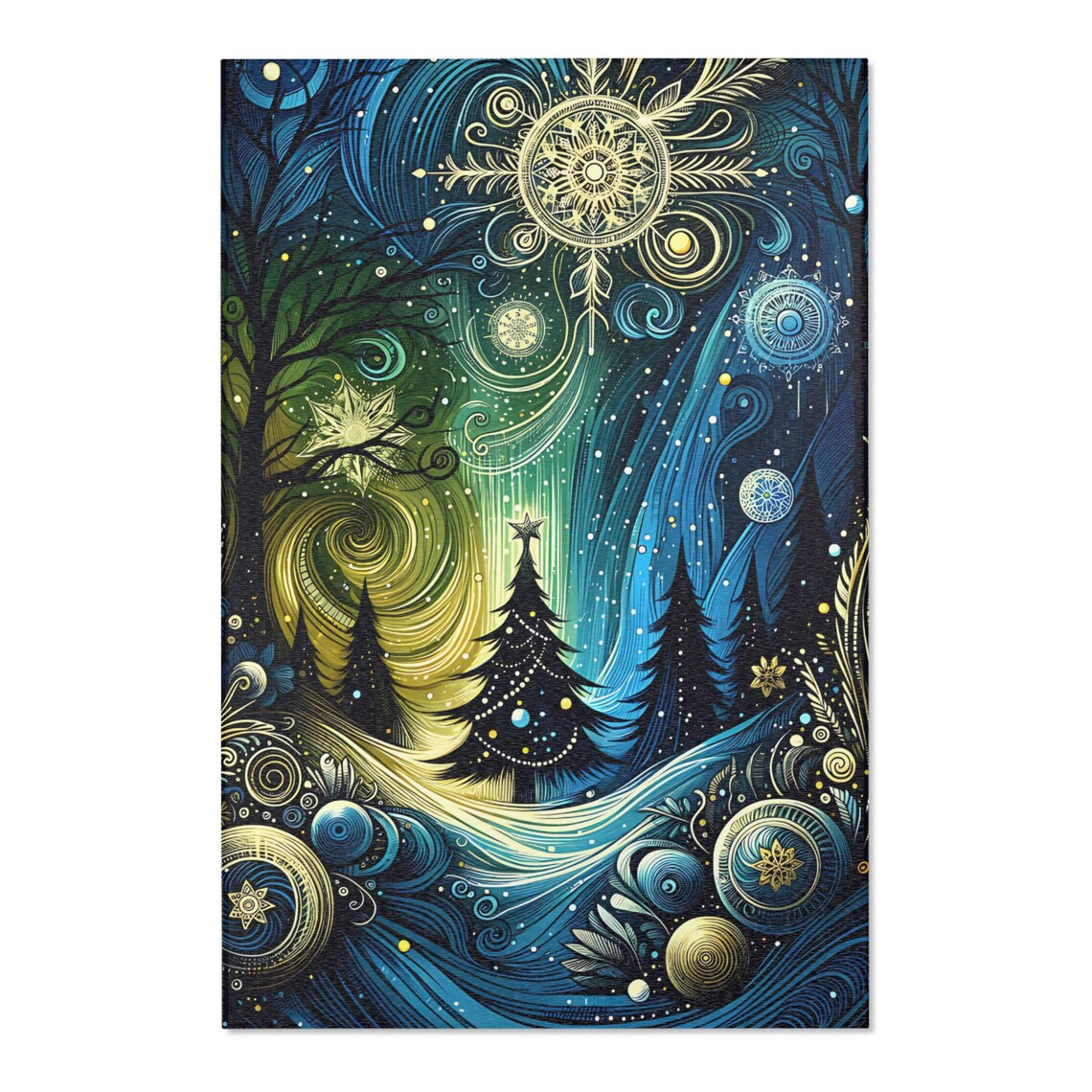 Blue Christmas Area Rug, Winter Solstice Festive Holiday Decoration ...