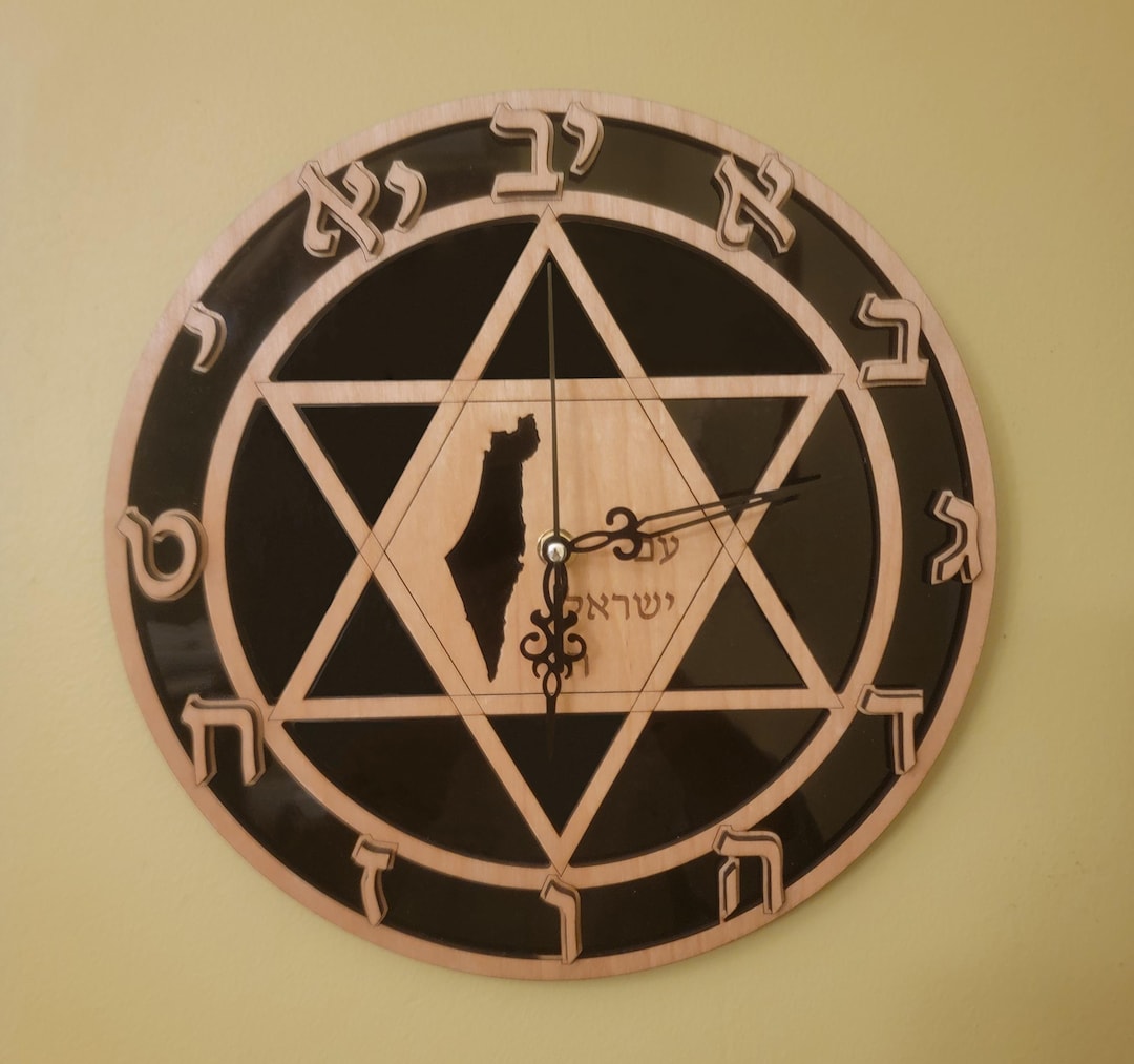 Am Yisrael Chai and Map of Israel Inside Star of David Hebrew Aleph Bet ...