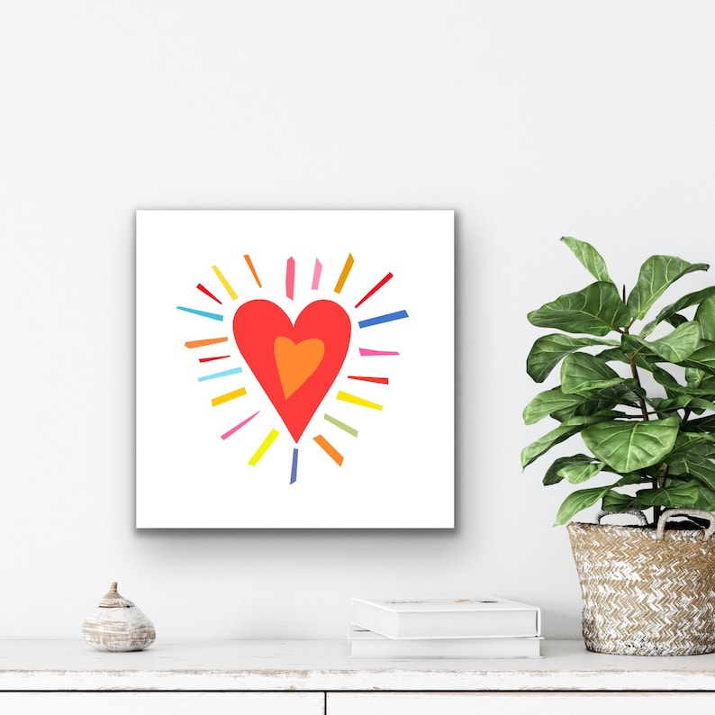 Abstract Red Heart Pride Print | Colorful Bright Wall Art | Love ...