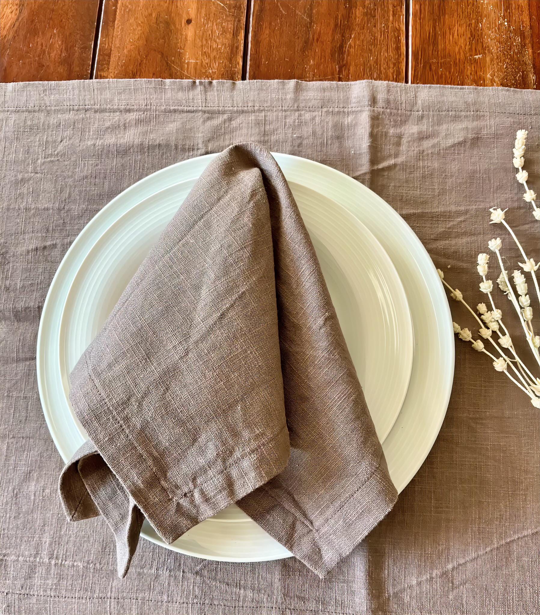 Washed Linen Napkins, Dining Table Napkins, Rustic Linen Napkins, Light ...