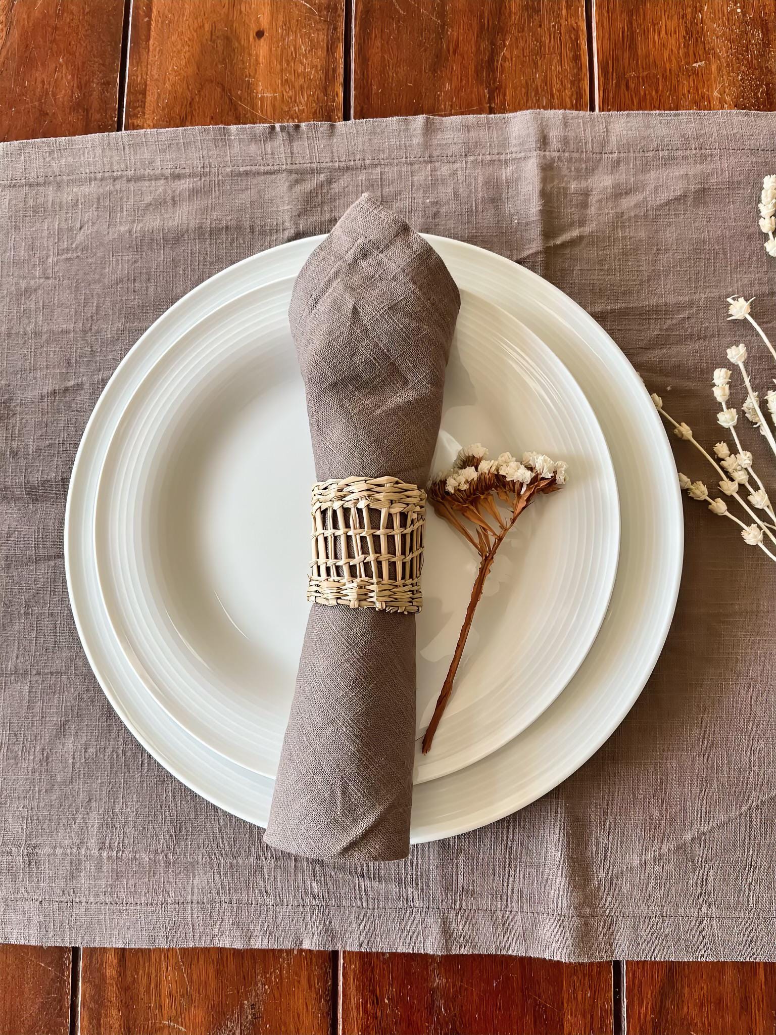 Washed Linen Napkins, Dining Table Napkins, Rustic Linen Napkins, Light ...