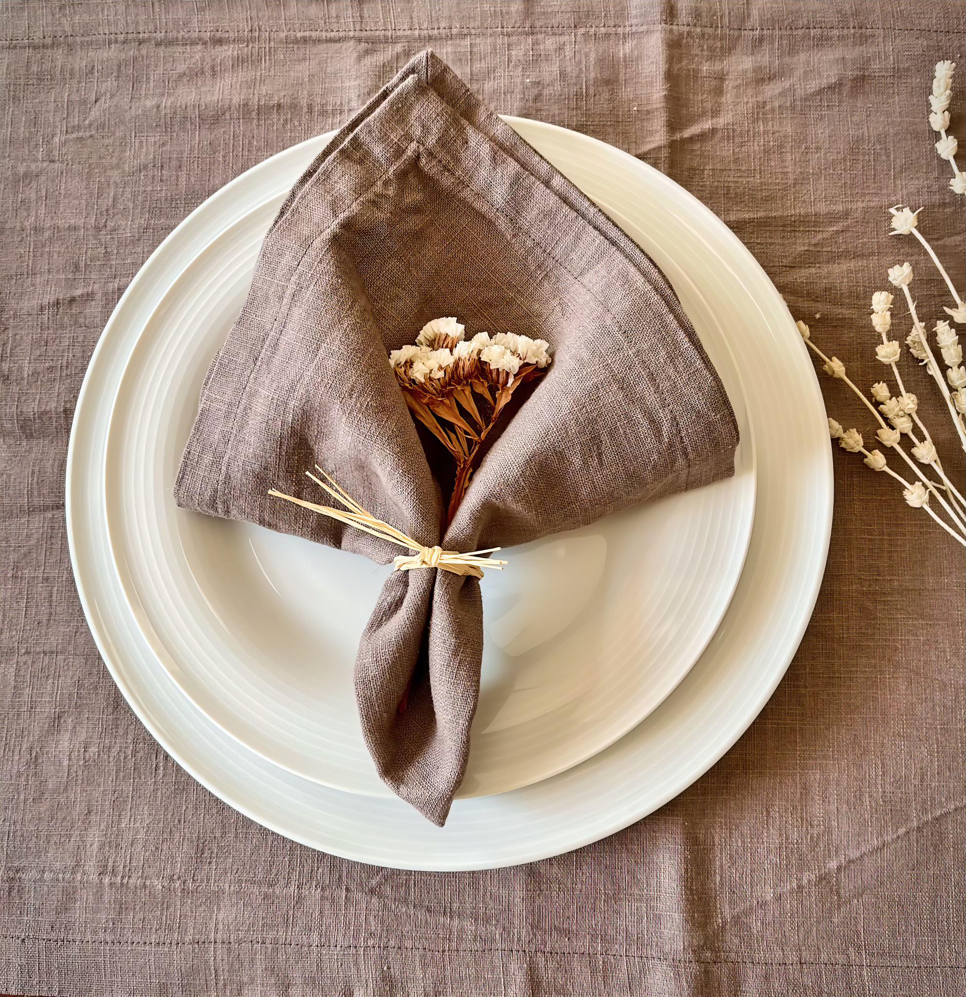 Washed Linen Napkins, Dining Table Napkins, Rustic Linen Napkins, Light ...