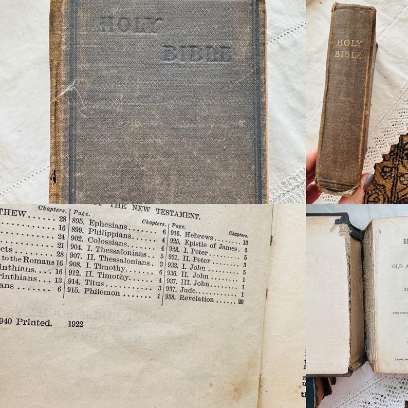 Stack of Three Small Antique Bibles-rustic and Very Old With Antique ...
