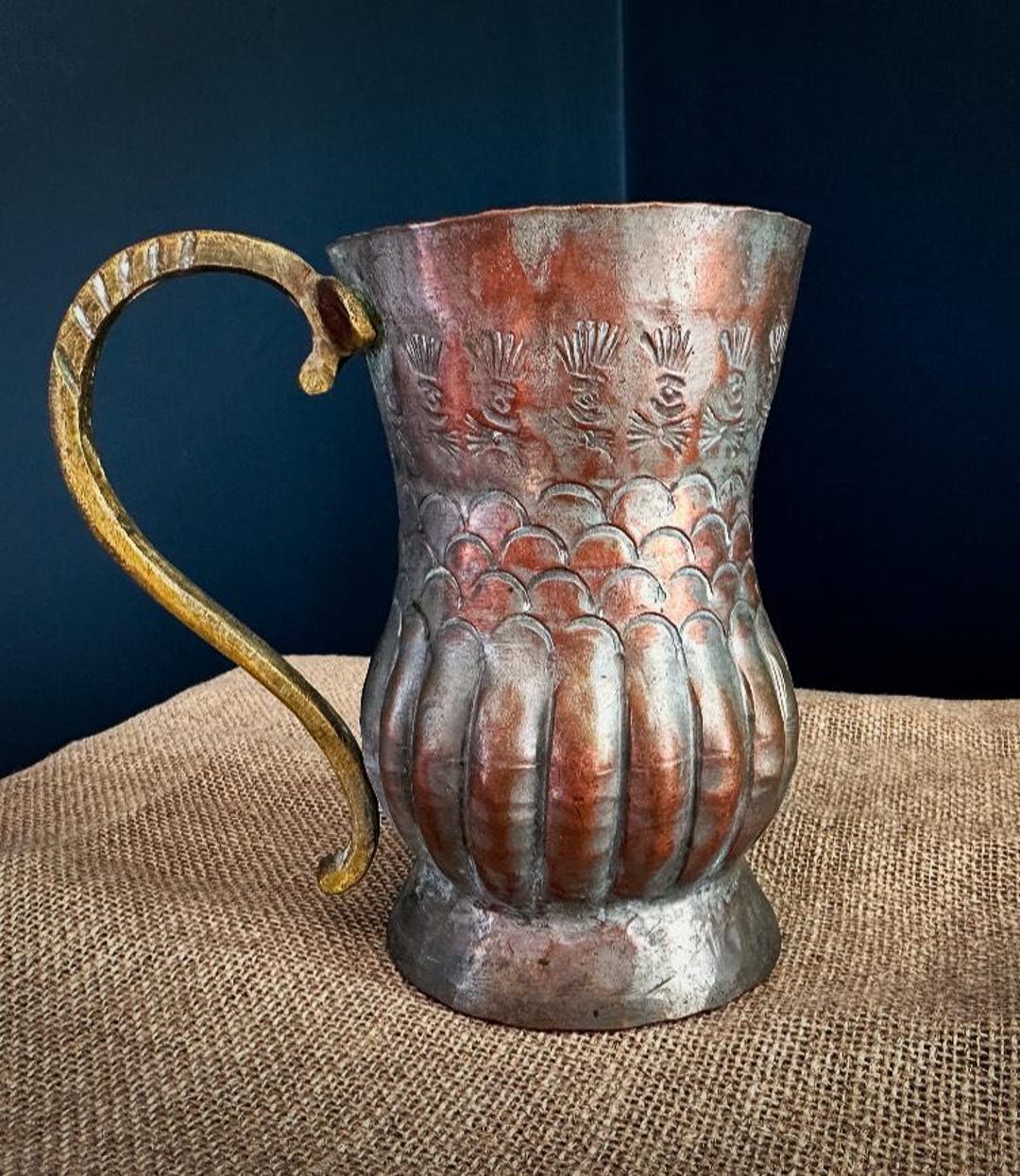 Old Hammered Copper and Brass Egyptian Pitcher - Etsy