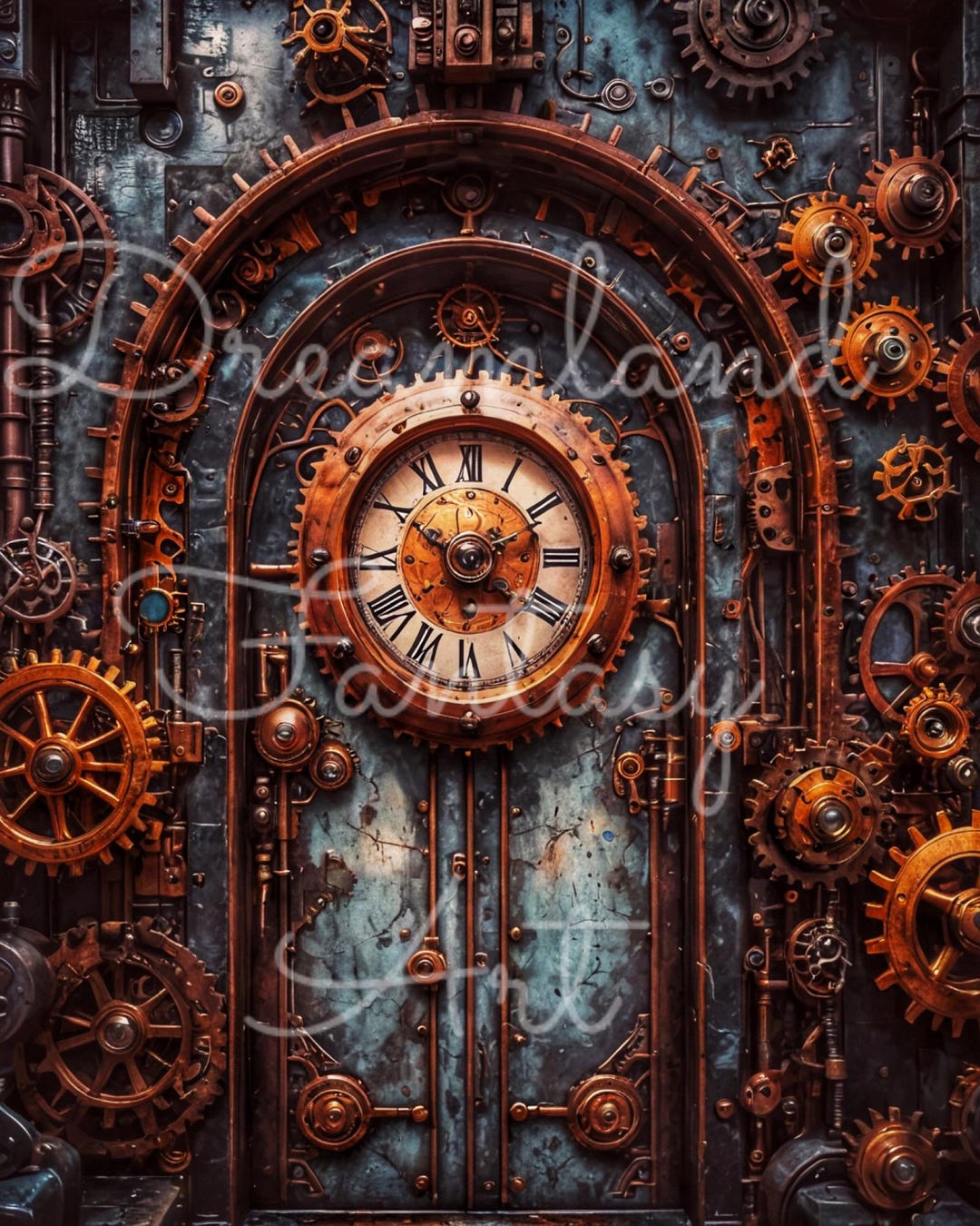 Steampunk Clock Wall Art | Vintage Gear Mechanism Poster | Industrial ...
