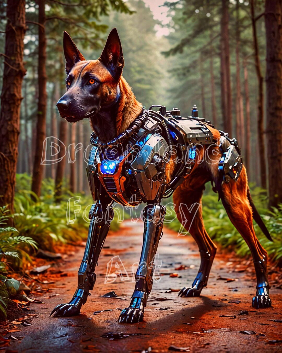 Cyborg Dog Art | Belgian Malinois Digital Download | 8x10 Print + 5x7 ...