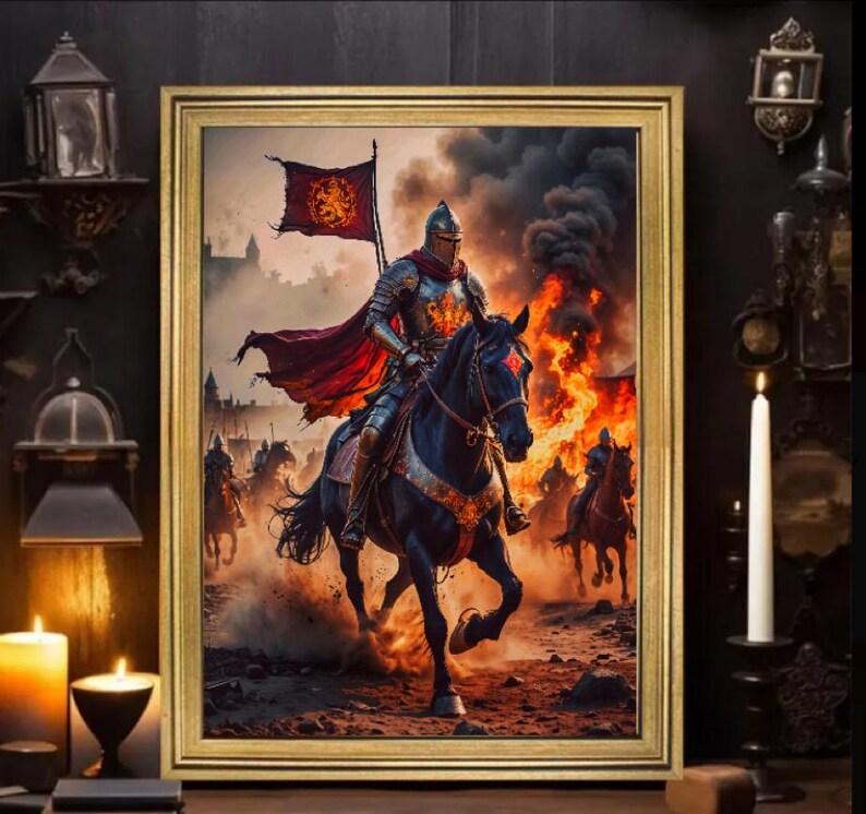 Medieval Knight Wall Art | 2 Prints | 8x10 Size | Battle Scenes ...