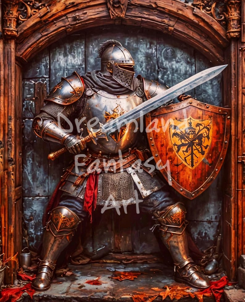 Medieval Knight Wall Art | 2 Prints | 8x10 Size | Armor & Sword Artwork ...