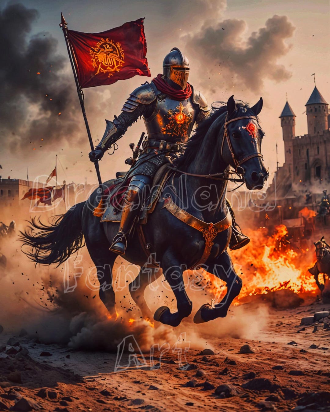 Medieval Knight Wall Art | 2 Prints | 8x10 Size | Battle Scenes ...
