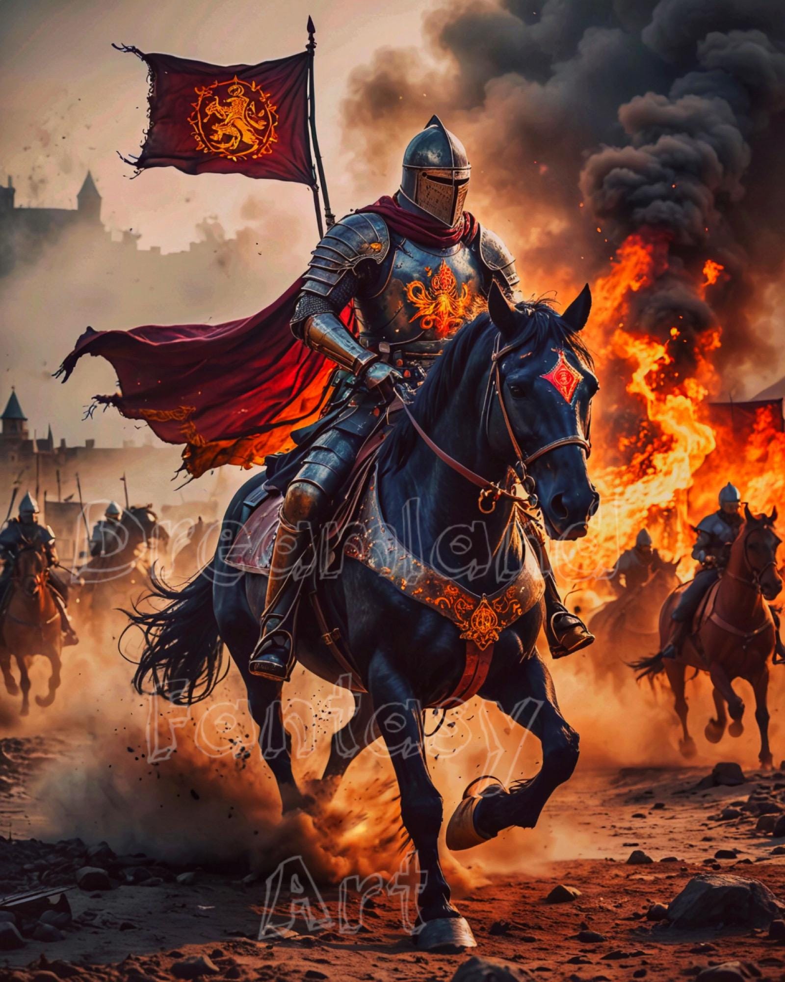 Medieval Knight Wall Art | 2 Prints | 8x10 Size | Battle Scenes ...