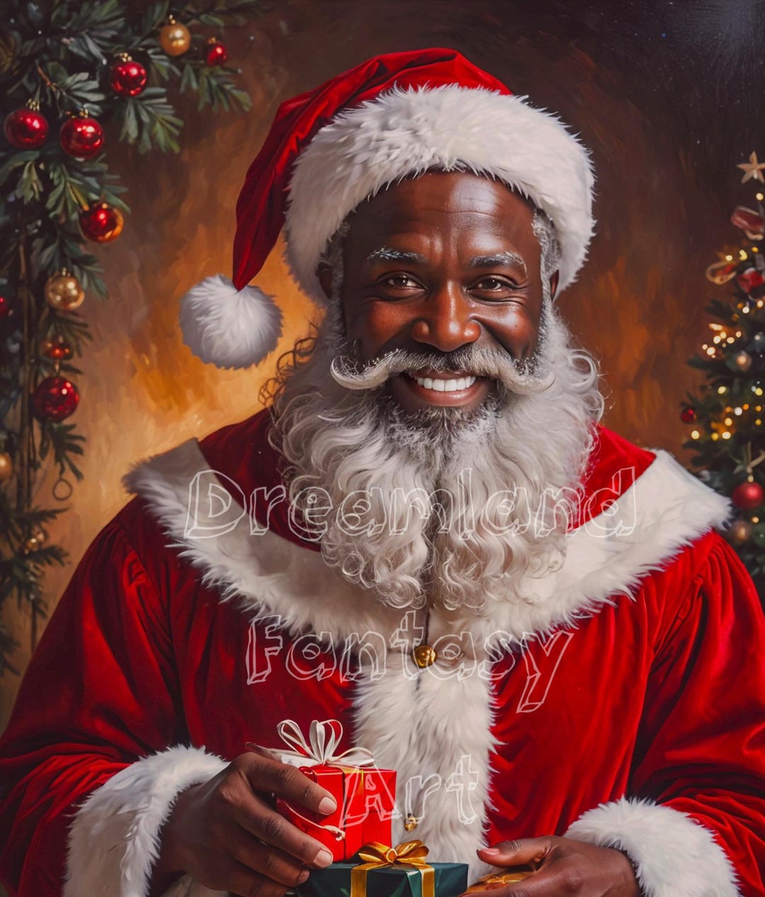 Black Santa Claus Digital Portrait | 8x10 Christmas Fantasy Art ...