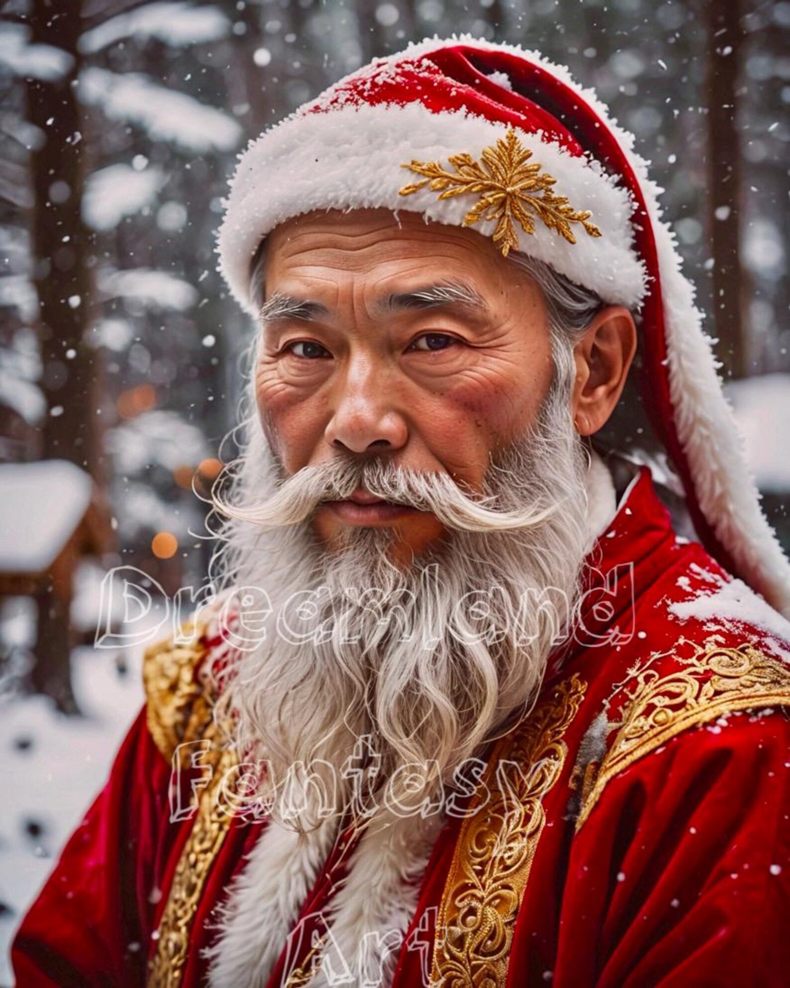 Asian Santa Claus Digital Portrait | 8x10 Christmas Fantasy Art ...