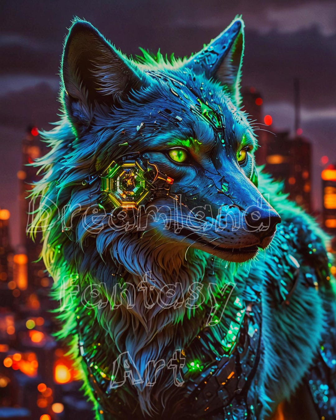 Futuristic Wolf Art | 2 Images | Wolves |décor Piece | Animal Fantasy ...