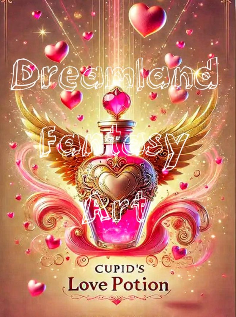 Cupids Love Potion Art Prints Set of 3 8x10 Digital Wall Art Includes 5x7 Printable Backstory ...