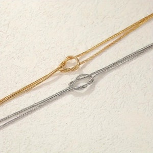 Love Knot Double Snake Chain Bracelet Perfect Friendship Jewelry ...