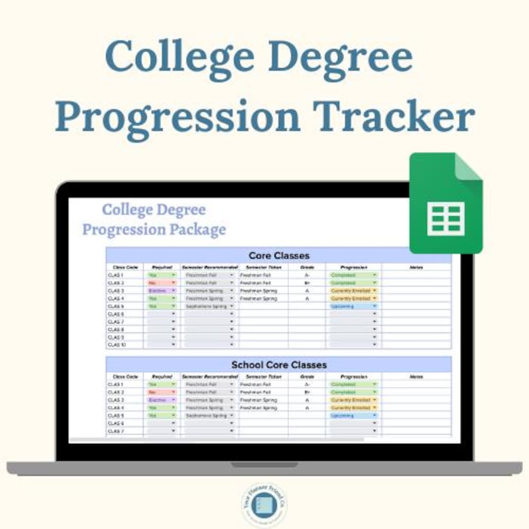 College/university Degree Progression Tracker - Course Tracker - Google ...