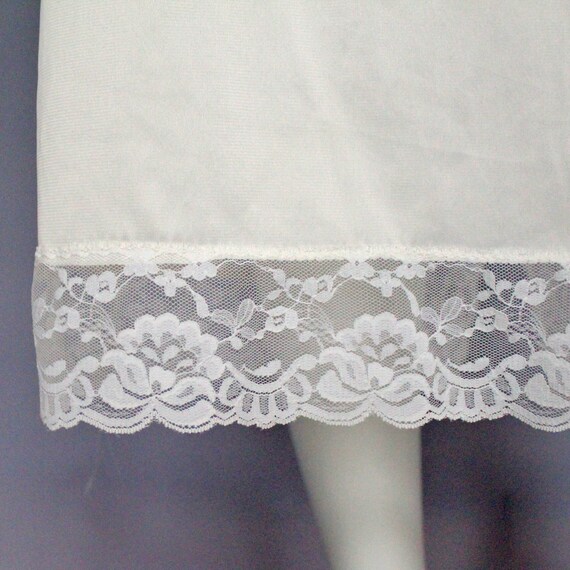 70's Long Beige Half Slip with Slit in Back and Lace … - Gem