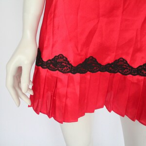 80's Victoria's Secret Red Satin Nightgown With Black Lace Trimmed ...