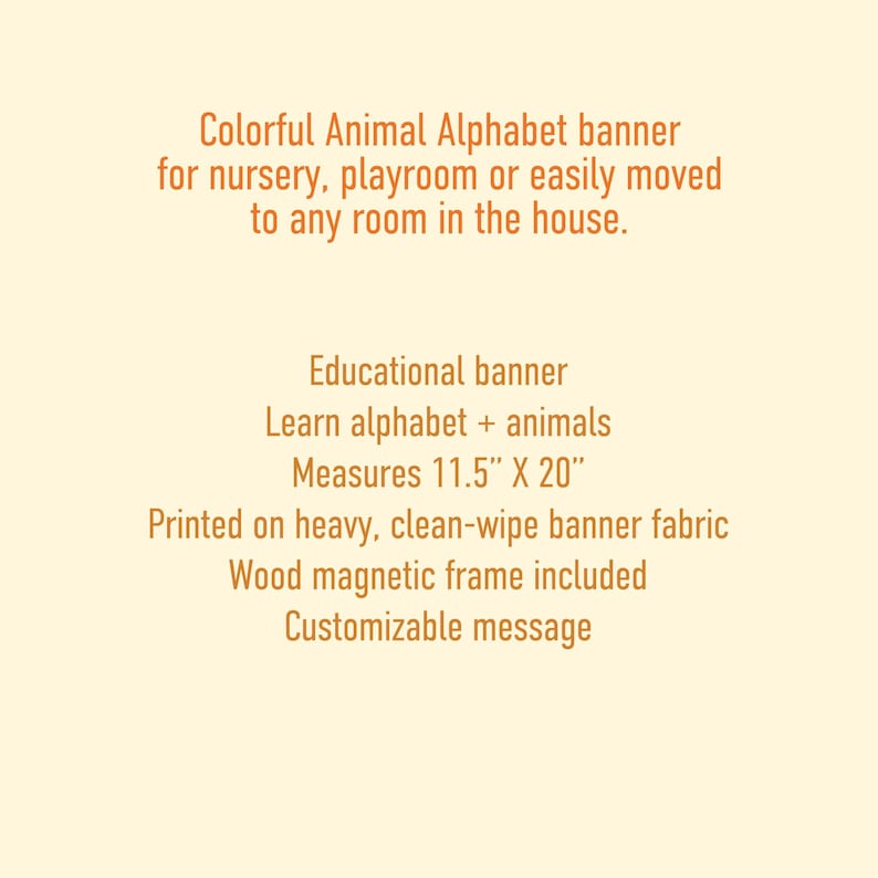 ABC Banner - Colorful Animal Alphabet for Nursery | Heavy Duty Clean ...