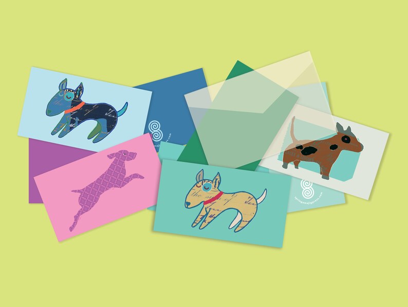 Gift Enclosure Cards | Doggy Themed Mini Fold Over Cards With Vellum ...