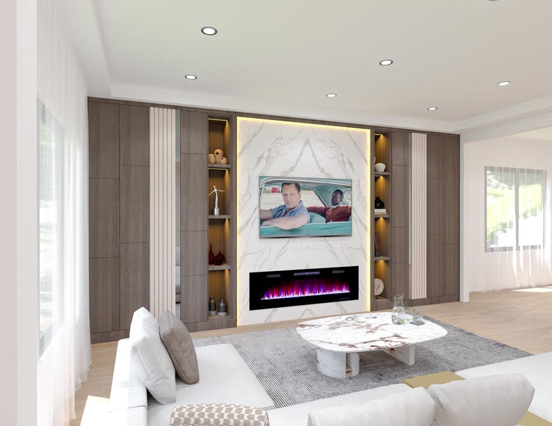 3D Fireplace Design, Farmhouse Fireplace, Interior Visualization ...