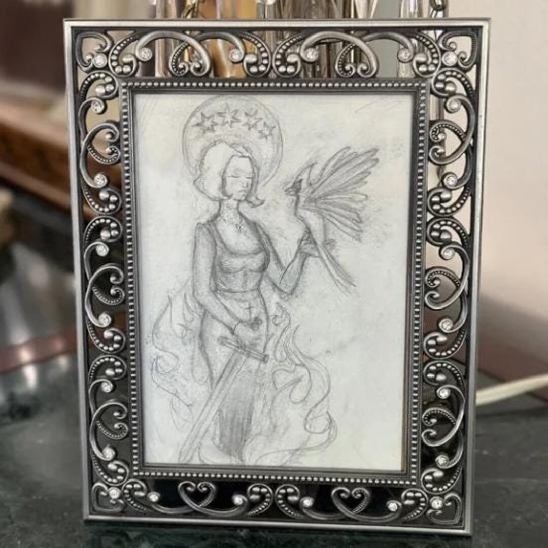 Original Pencil Sketch patron Saint of Chicago, Framed - Etsy