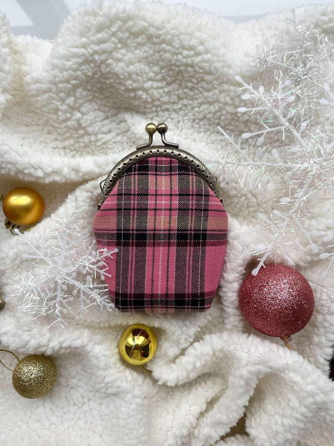 Small Coin Wallet in Black and Pink Stripes With a Chain Mini Card ...