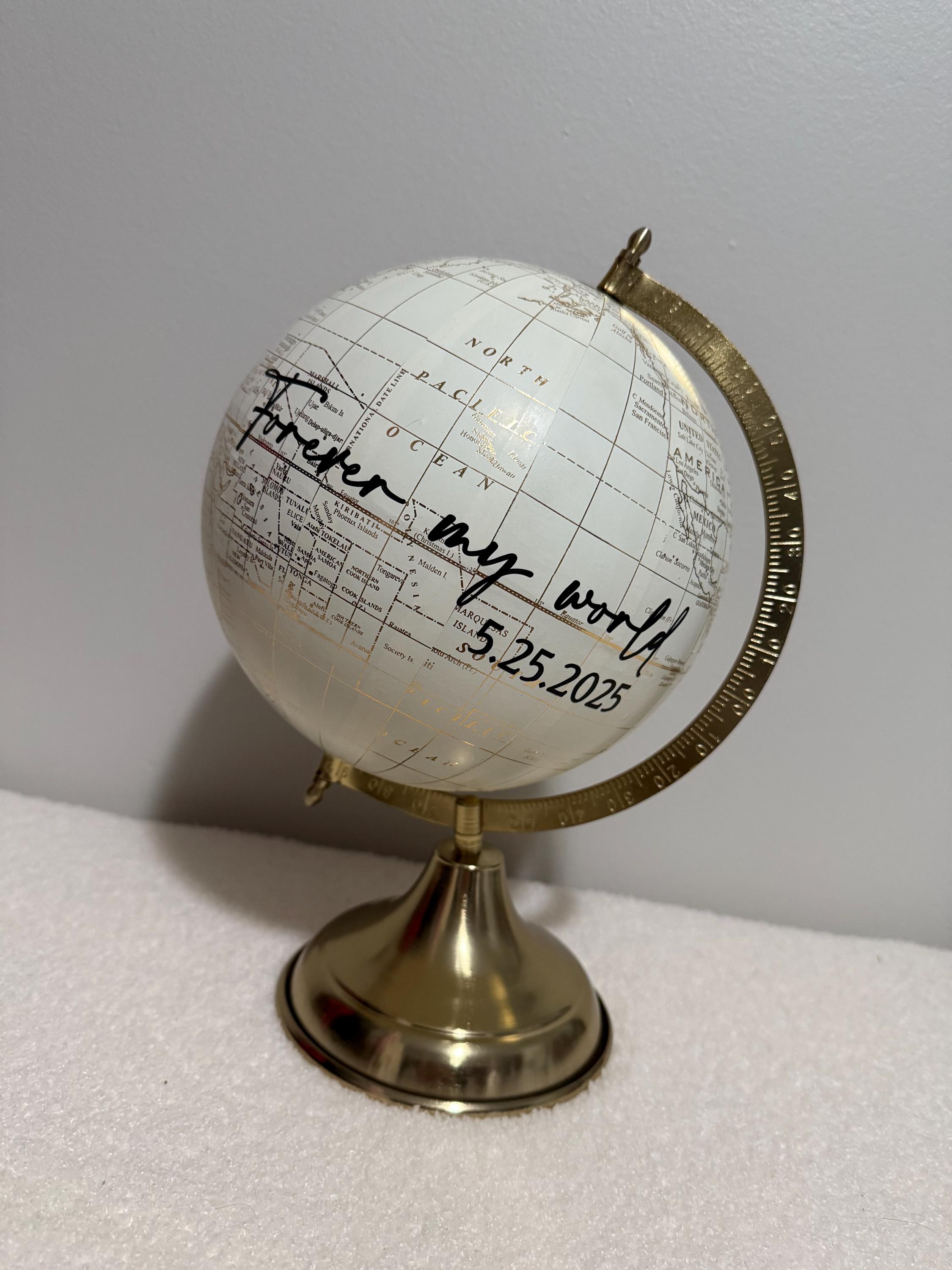 Wedding Guest Book/wedding Globe/custom Globe/guest Book/white and Gold ...