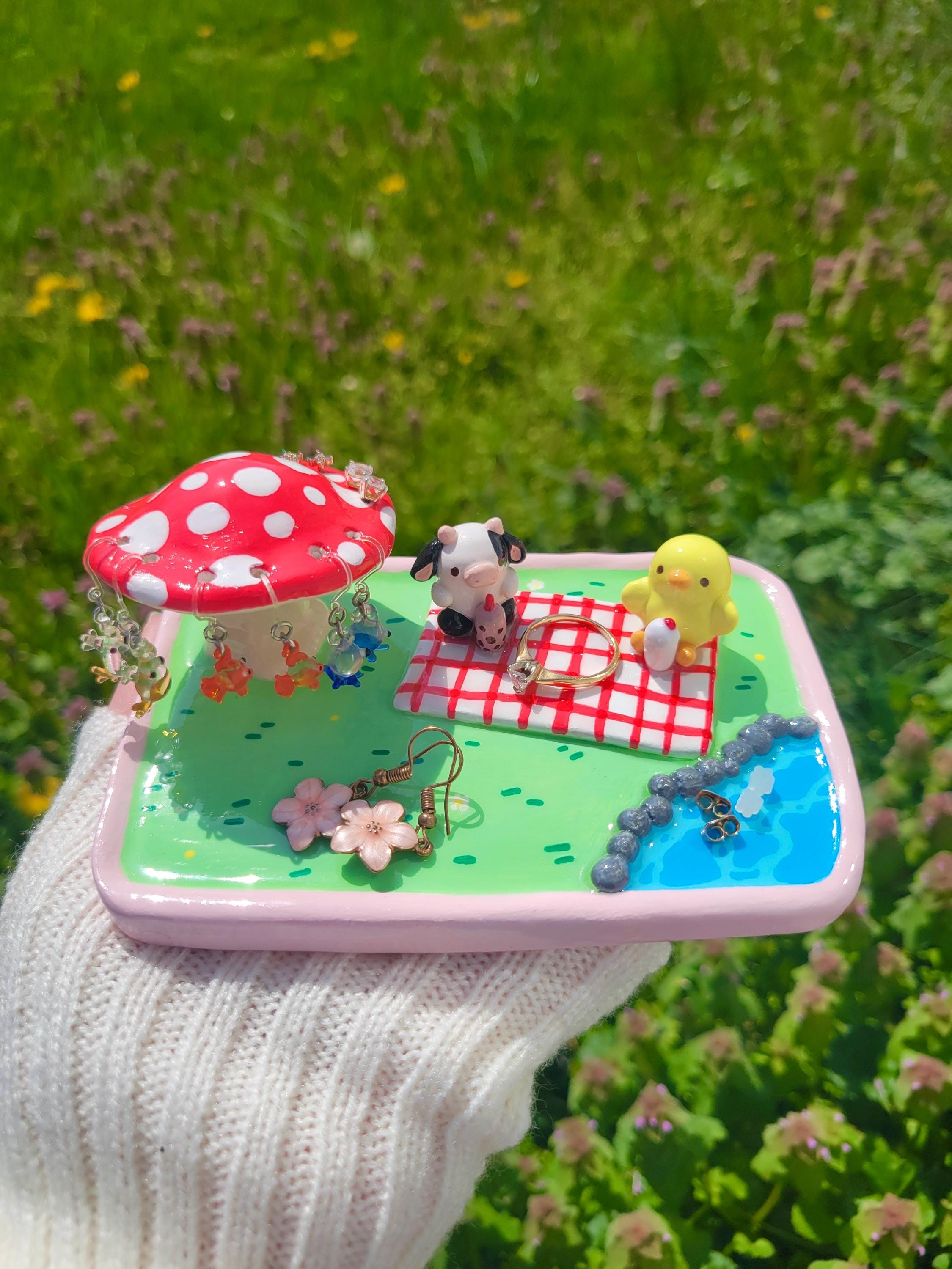 Handmade Trinket Dish | Animals Picnic Trinket Dish | Polymerclay Cow ...