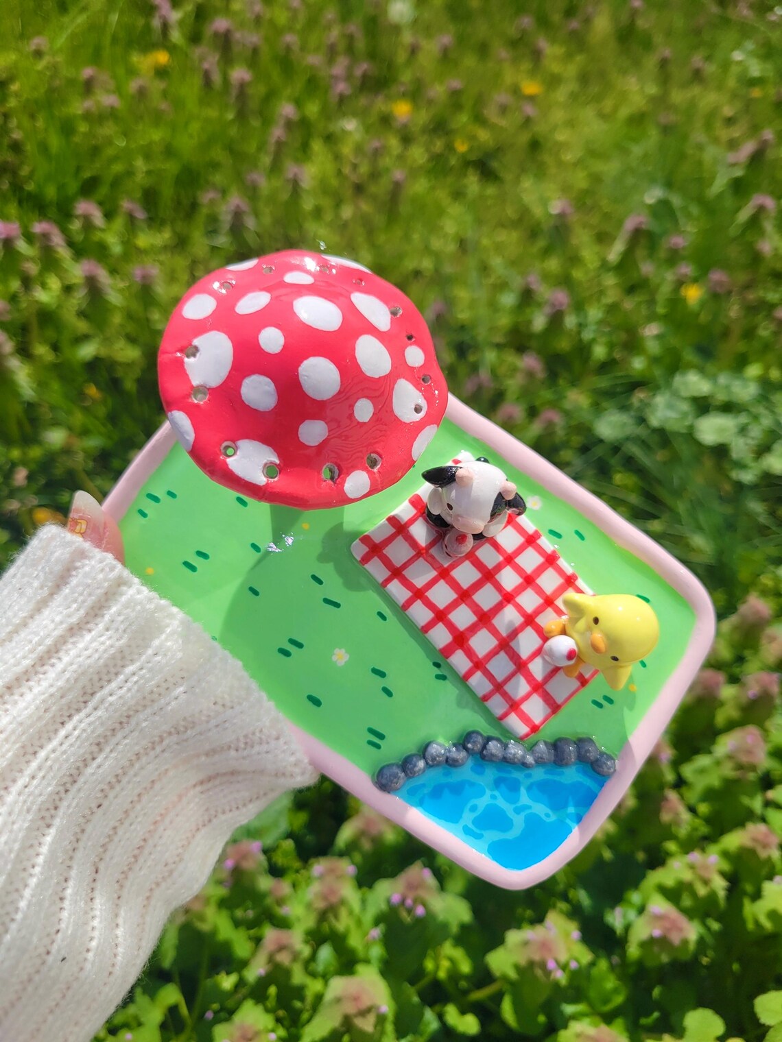 Handmade Trinket Dish | Animals Picnic Trinket Dish | Polymerclay Cow ...
