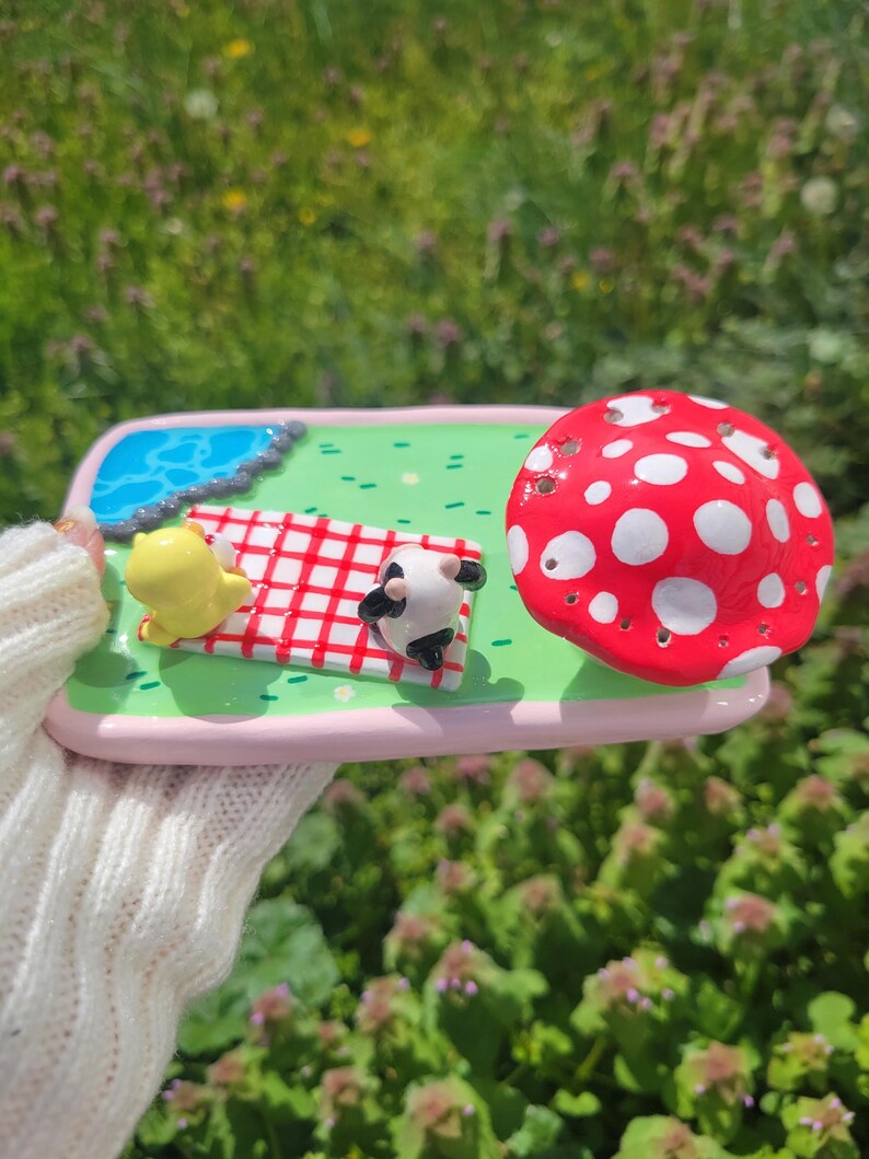 Handmade Trinket Dish | Animals Picnic Trinket Dish | Polymerclay Cow ...