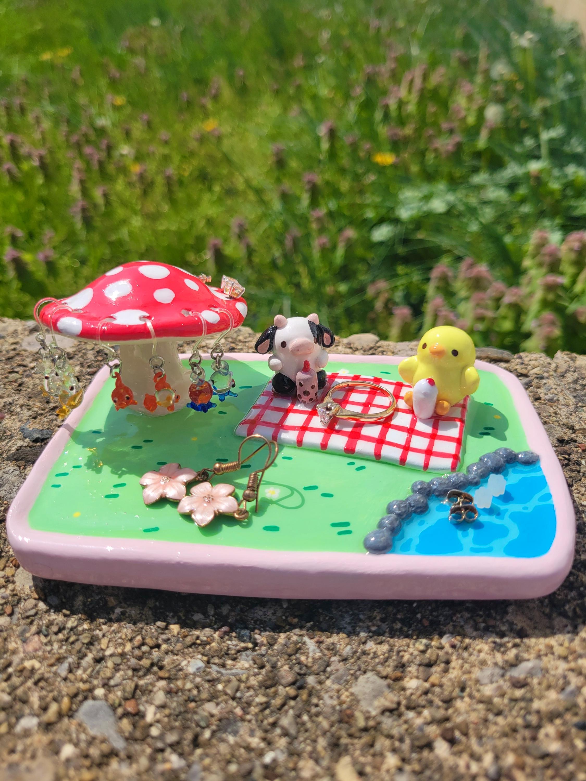 Handmade Trinket Dish | Animals Picnic Trinket Dish | Polymerclay Cow ...