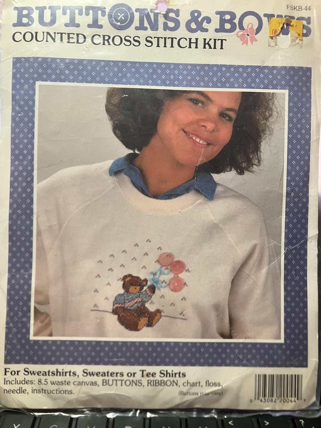 RARE Banar Designs "teddy & Balloons" Buttons and Bows Cross Stitch Kit ...