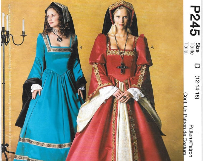 Mccall's Tudor Costume Sewing Pattern P245 Size 12-14-16 UNCUT - Etsy