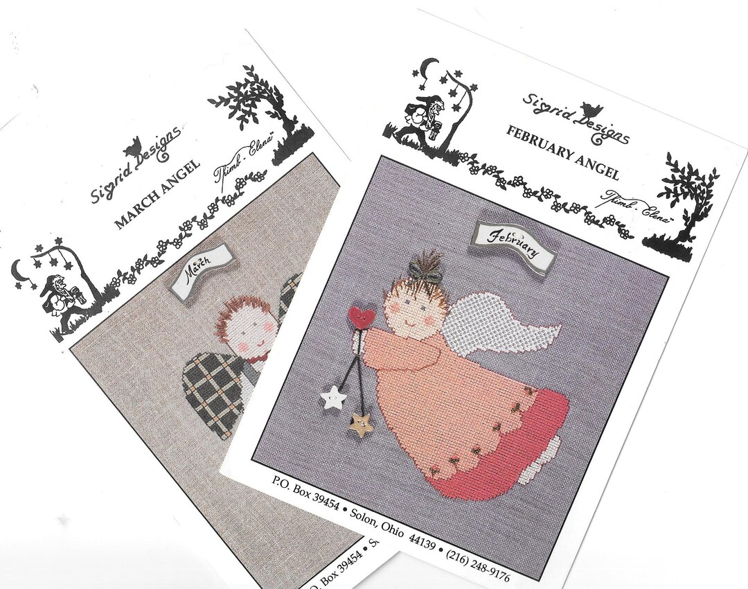 Sigrid Designs "february Angel" & "march Angel" Cross Stitch Charts - Etsy