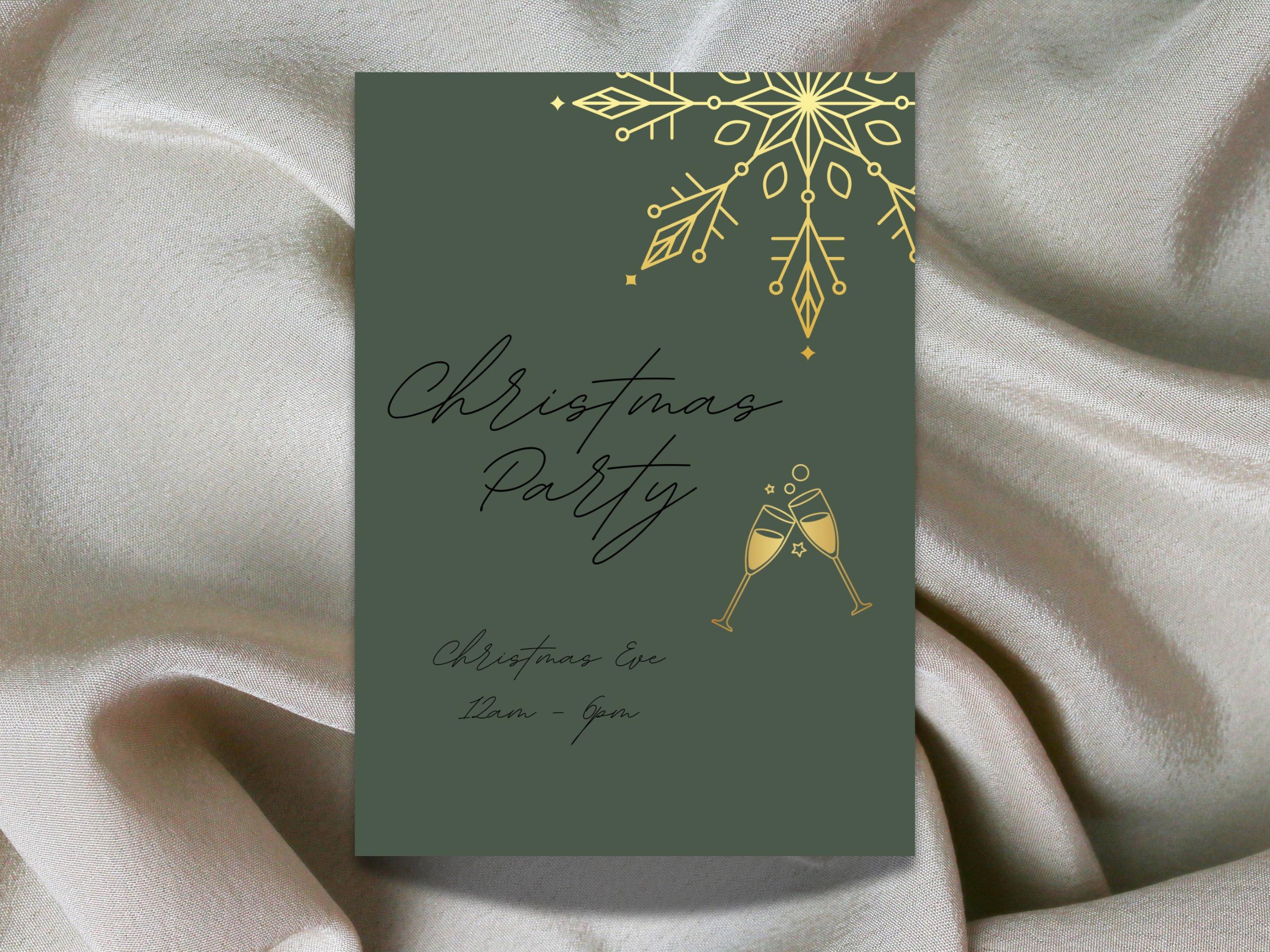 Elegant Christmas Party Invitation Template, Canva Template, Christmas ...