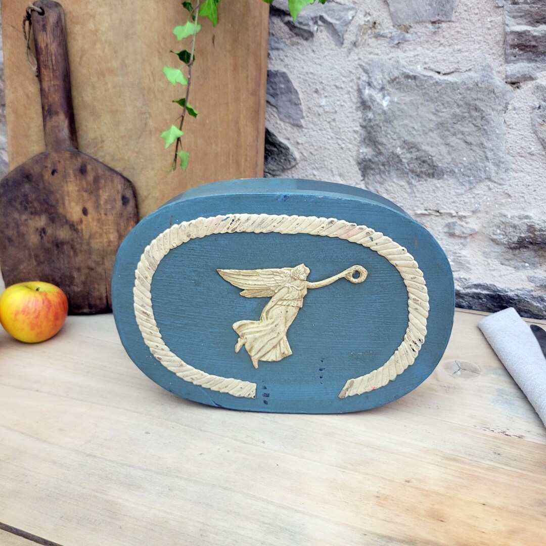 Vintage French Tole Box: Shabby Chic Angel Applique, Duck Egg Blue - Etsy