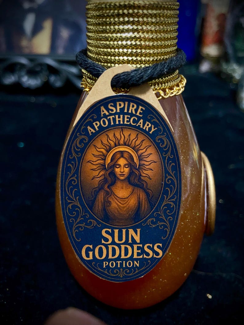Sun Goddess Potion Bottle: Gold Shimmer Elixir, Witchy Apothecary Decor ...