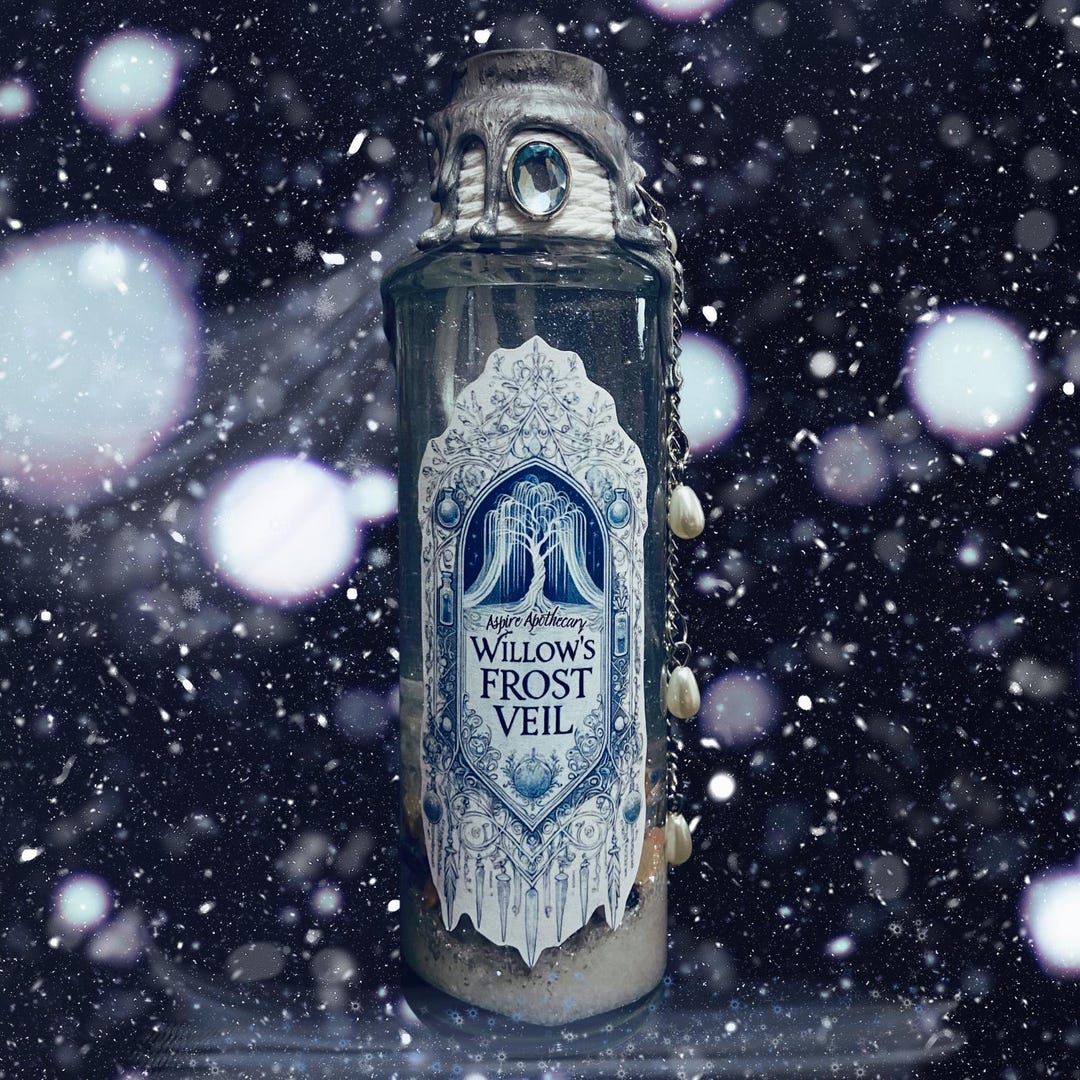 Willow's Frost Veil Handcrafted Enchanted Potion With Snowfall Effect, Mystical Winter Decor ...
